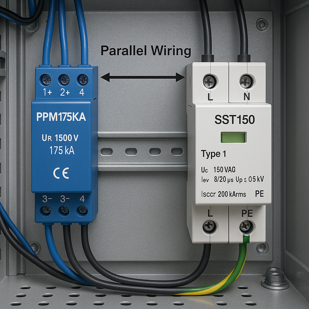 Sơ đồ lắp đặt module PPM175KA song song với thiết bị SPD Type 1